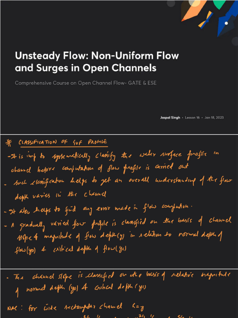 Unsteady Flow Non-Uniform Flow An With Anno 1704910339078 | PDF