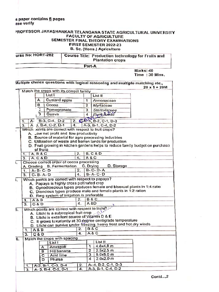 HORT Previous Year Papers | PDF
