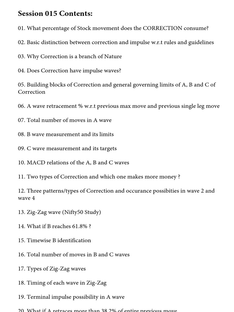 Stock Correction & Zig-Zag Analysis | PDF