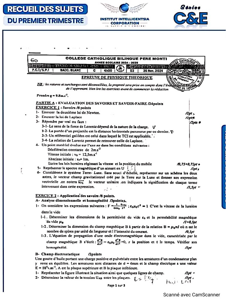 2ième Épreuve PHY TC | PDF