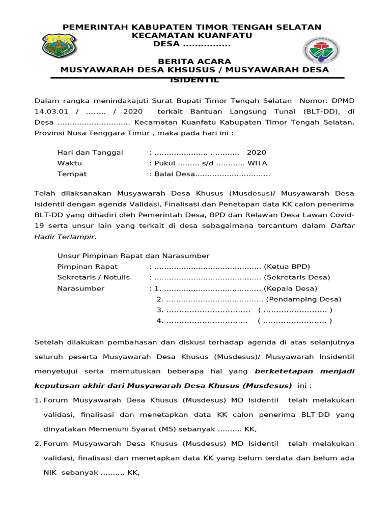 Ba Musdes Khusus BLT 2025 | PDF