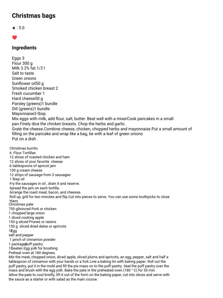 Christmas Recipes | PDF | Sausage | Mayonnaise