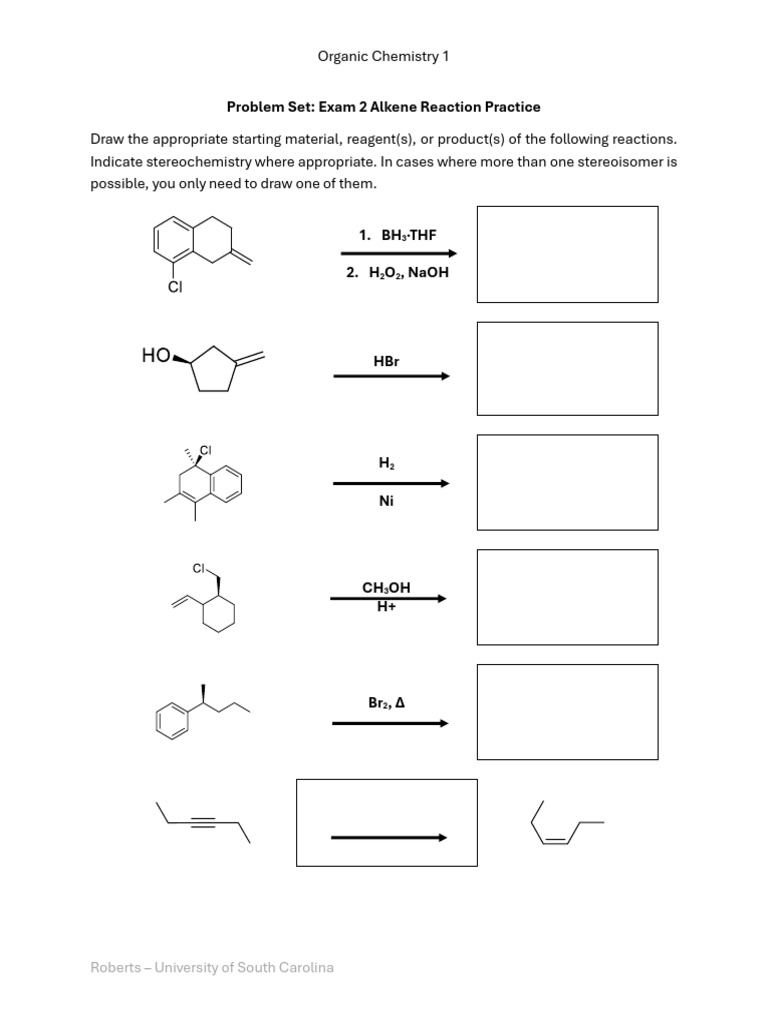 Exam 2 Alkene Reactions(1) | PDF