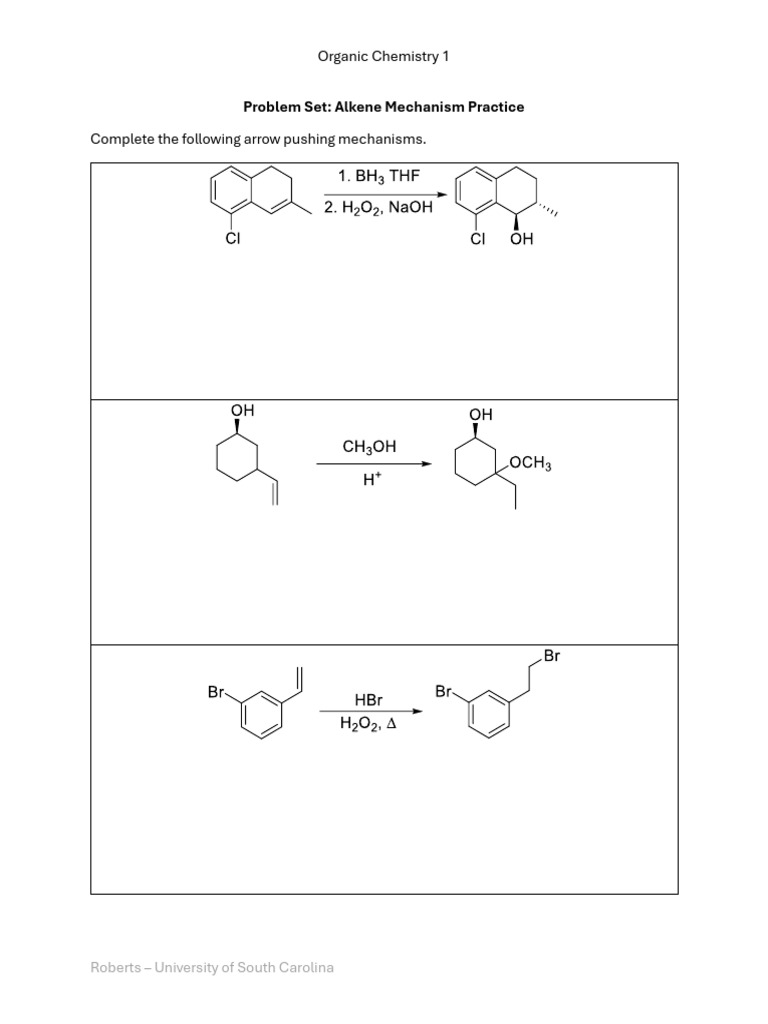 Alkene Mechanism Practice Set | PDF