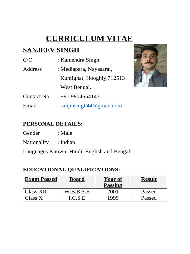 Curriculum Vitae Sanjeev | PDF