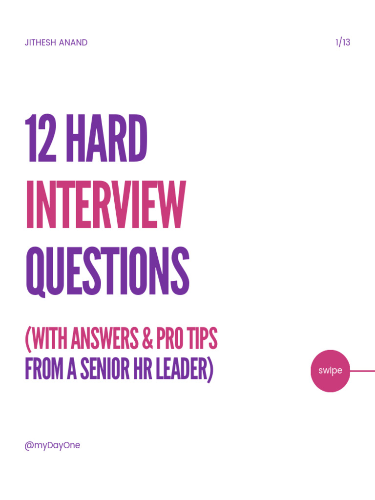 12 Hard Interview Questions With Answers | PDF | Goal | Behavioural ...