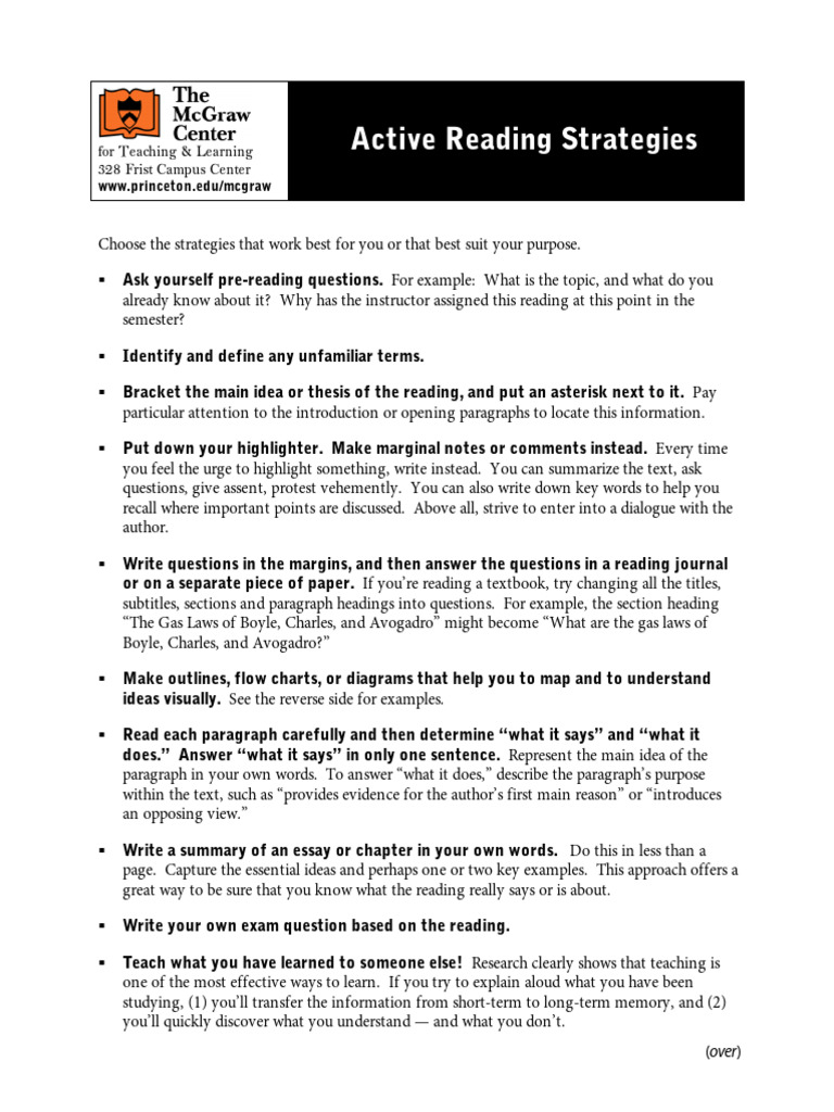Effective Active Reading Strategies | PDF | Paragraph | Learning