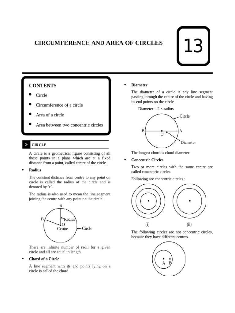 13. Circumference and Area of Circles | PDF | Area | Circle