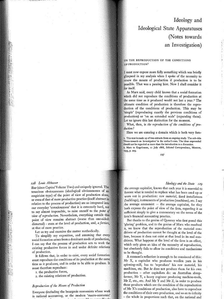 Althusser, L. Ideology and Ideological... | PDF | Marxism | Labour Economics