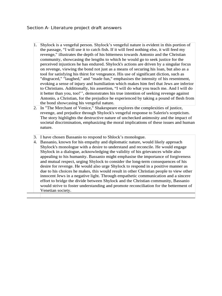 Shylock's Revenge in The Merchant of Venice | PDF | Shylock | Revenge