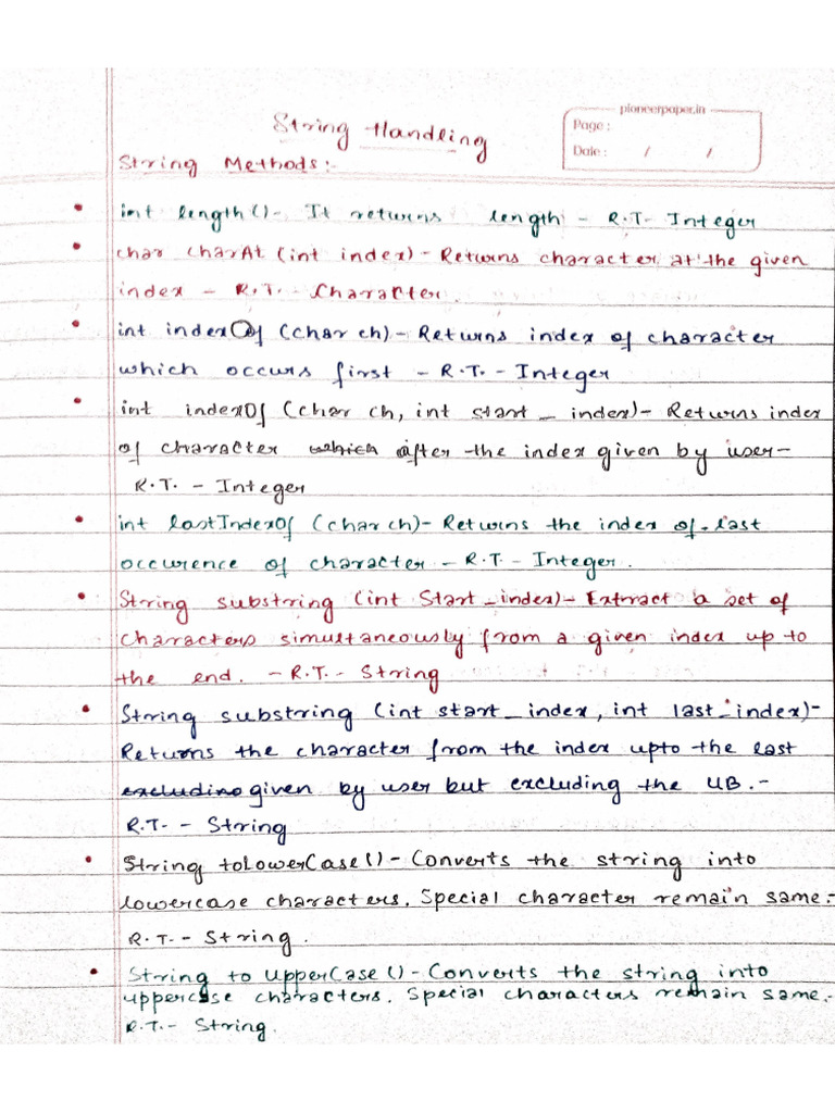 Java - Strings Methods Notes | PDF