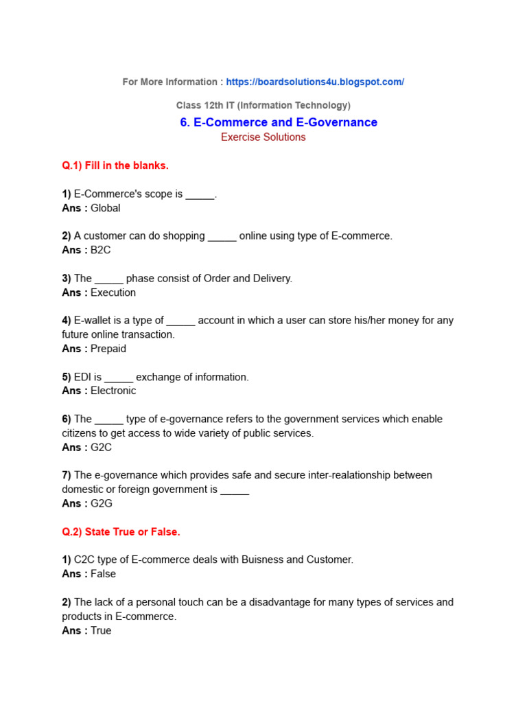 E-Commerce and E-Governance Exercise | PDF | Information Age ...