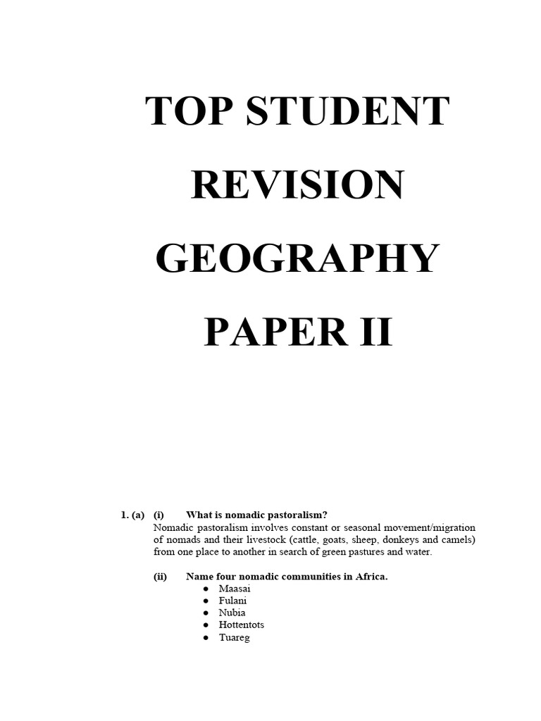 Geography Revision Booklet Paper 2 | PDF | Dairy | Agriculture