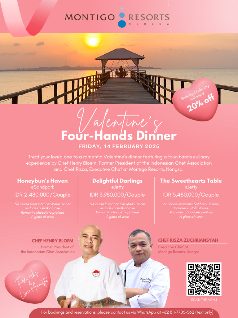 Valentine's Four Hand Dinner A5 Flyer | PDF | Restaurants | Gastronomy