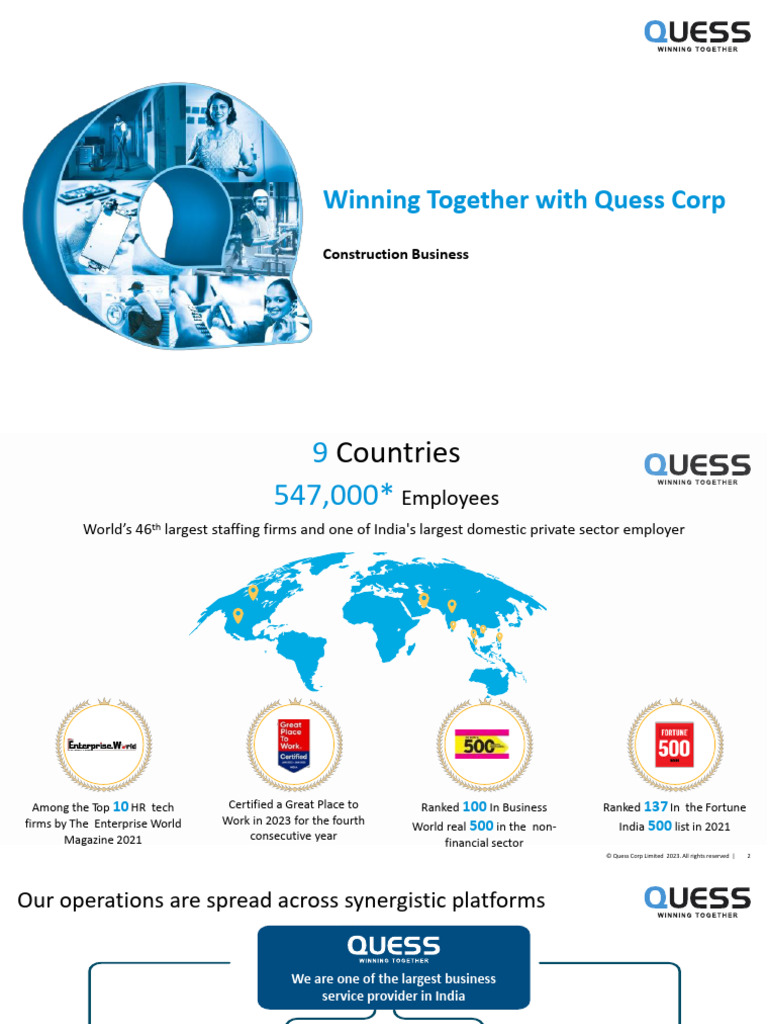 Quess Corp Construction Deck_2024 | PDF | Employment | Outsourcing