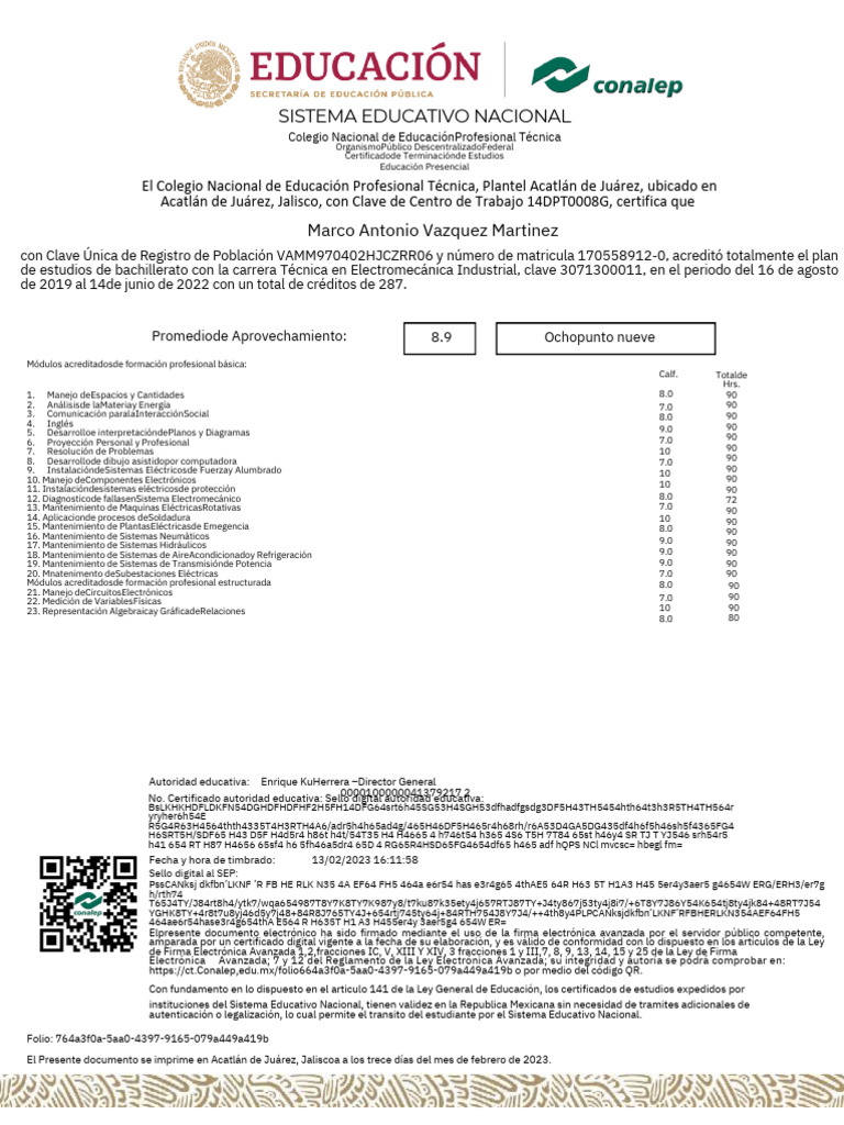 Certificado Conalep - 20250214 - 214321 - 0000 | PDF