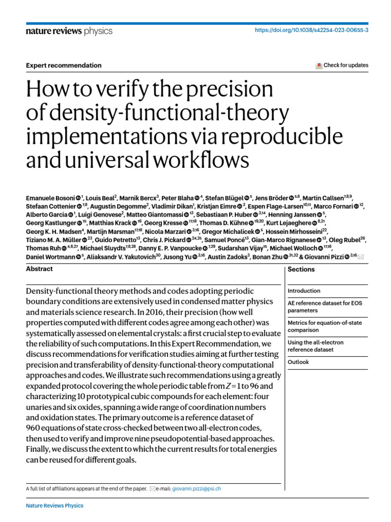 Verifying Density-Functional Theory Precision | PDF | Density ...