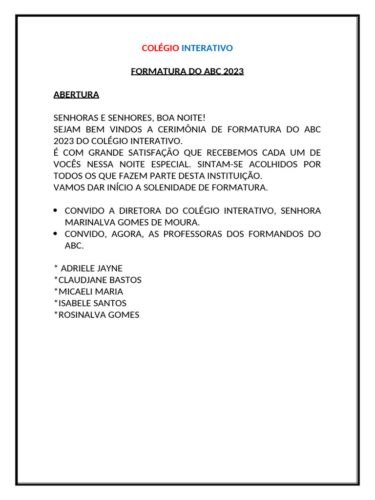 FORMATURA ROTEIRO 2023- EDITADO (1) (1) | PDF