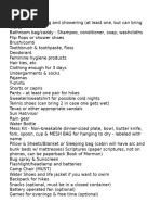 FSY Packing List | PDF | Clothing | Dress