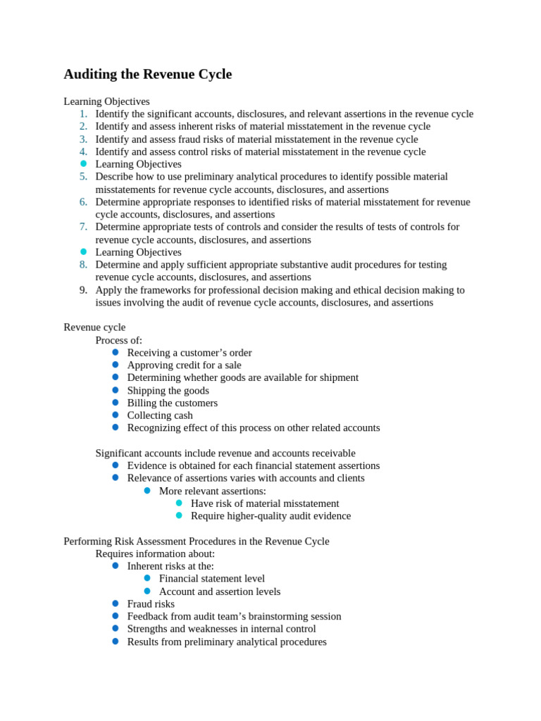 Revenue Cycle Audit Procedures | PDF | Audit | Financial Audit