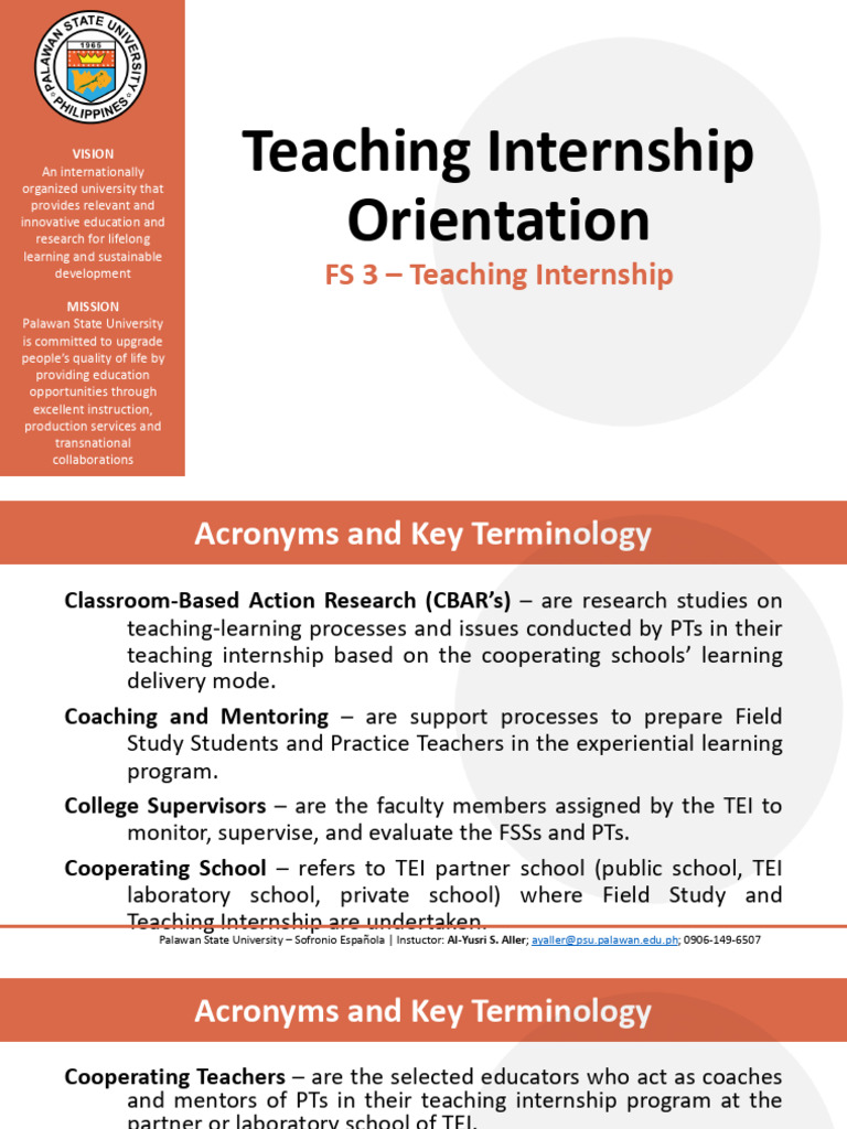 ORIENTATION - FS 3 - Teaching Internship | PDF | Teachers | Learning