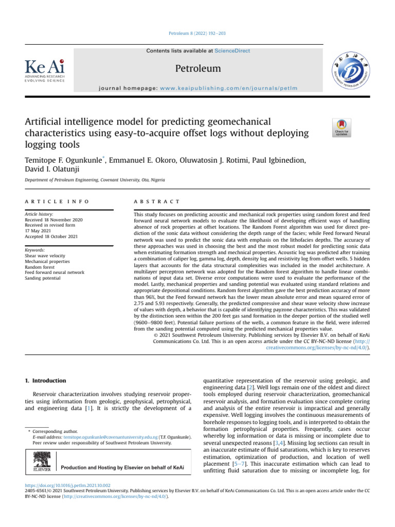 Geom+IA - Artificial Intelligence Model For Predicting Geomechanical | PDF | Deep Learning ...