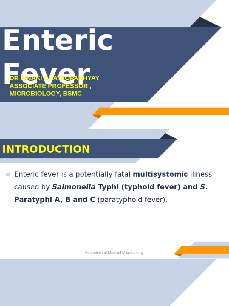 Enteric Fever: Causes and Diagnosis | PDF | Salmonella | Serotype