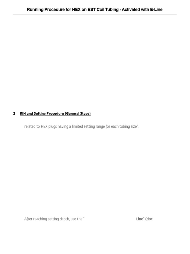 Running Procedure For HEX On EST Coil Tubing - Activated With E-Line | PDF | Equipment
