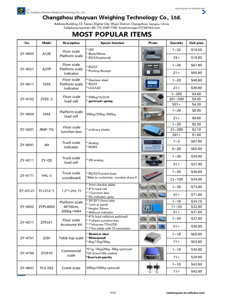 Weighing Technology Price List 2025 | PDF | Manufactured Goods | Equipment