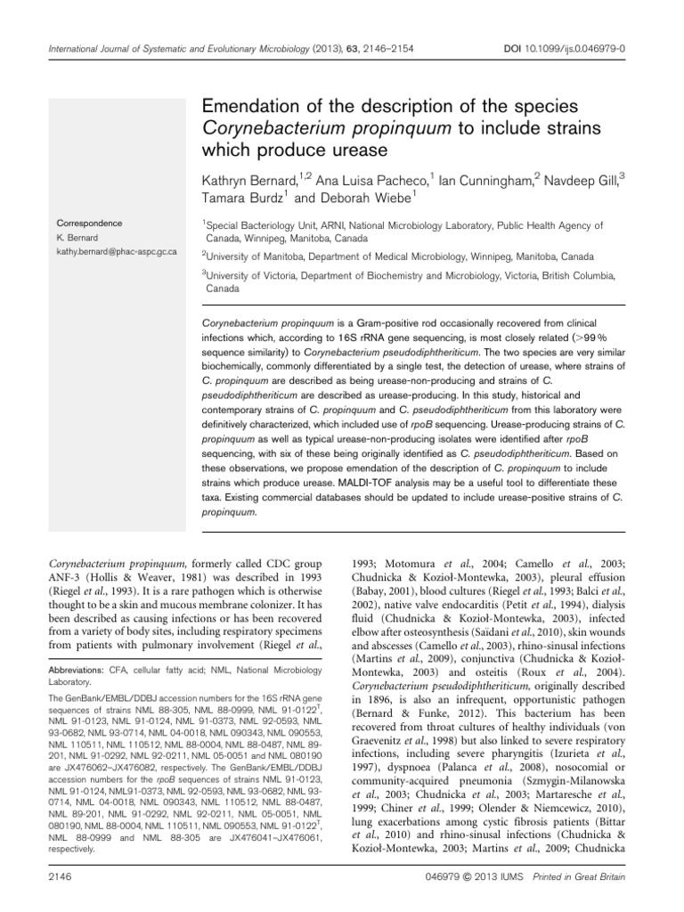 Emendation of The Description of The Species | PDF | Infection | 16 S ...