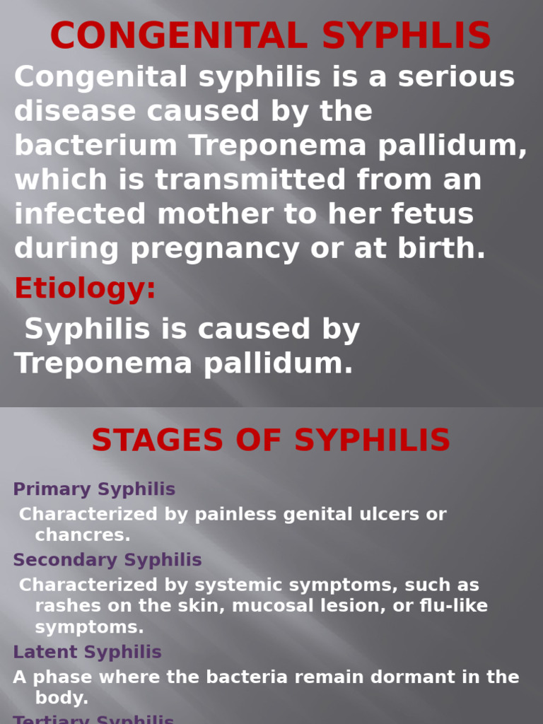 Congenital Syphlis | PDF | Diseases And Disorders | Sexually ...