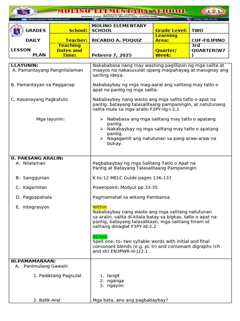 DLP Fil2 Day5 W7 Q3 | PDF