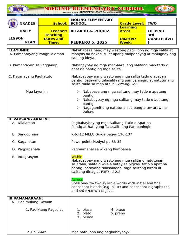 DLP Fil2 Day3 W7 Q3 | PDF