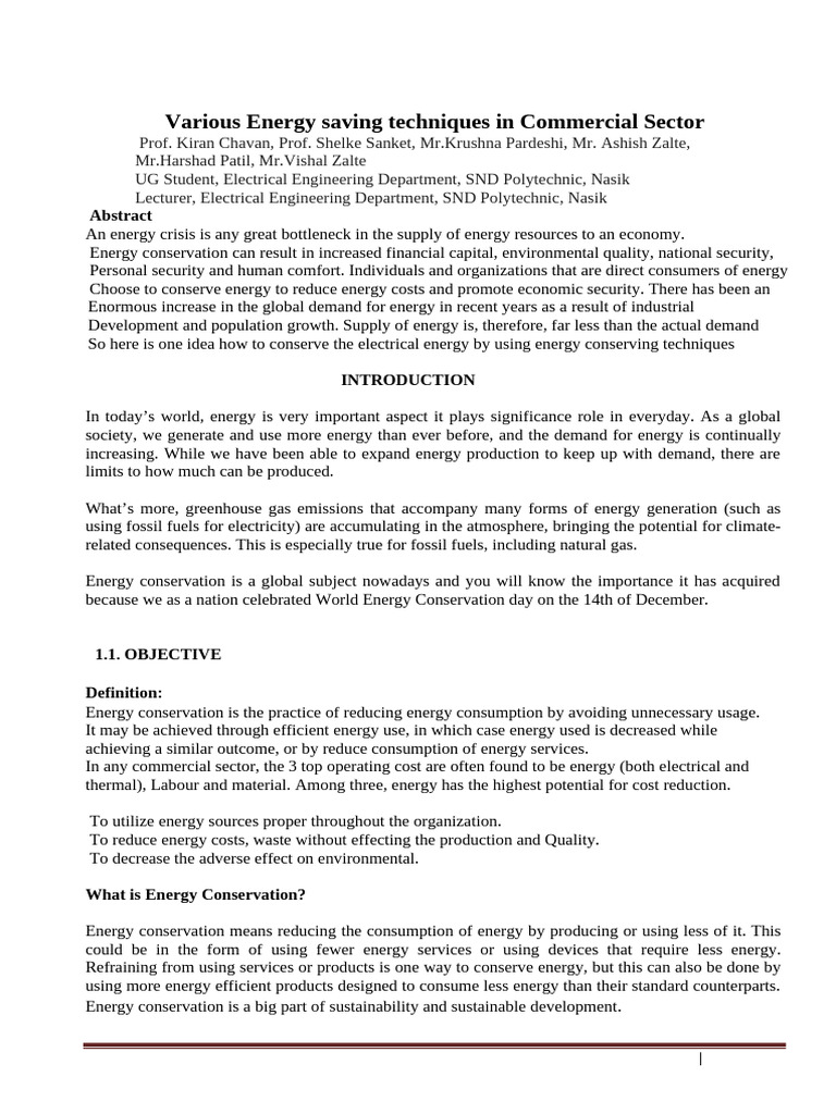 Energy Saving Techniques | PDF | Electric Motor | Energy Conservation