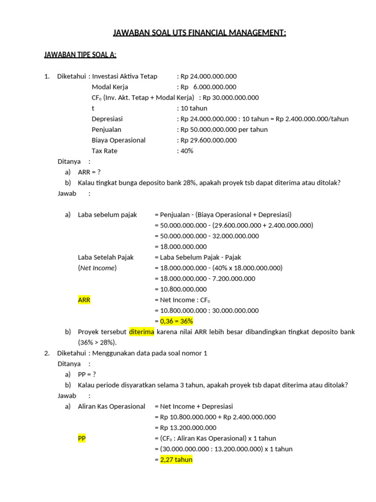 Jawaban Uts Financial Management | PDF