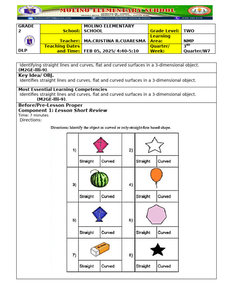 Grade 2 NMP Lesson Plan: 3D Shapes | PDF
