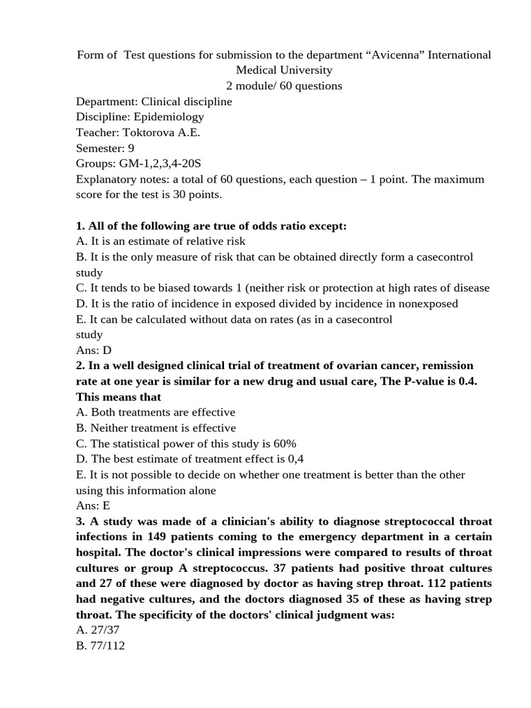 Epidemiology 2 | PDF | Epidemiology | Cohort Study