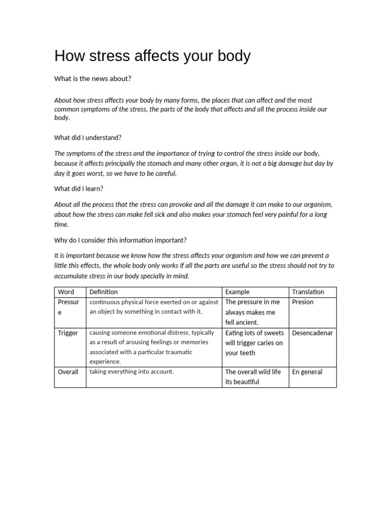 How Stress Impacts Your Body | PDF