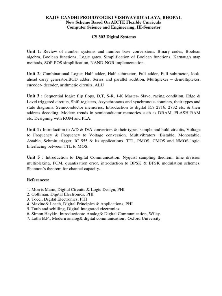 RGPV Syllabus Aicte Cs 303 Digital Systems | PDF