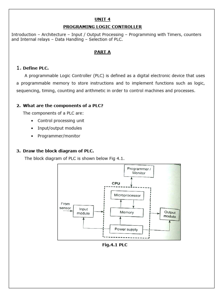 Mechatronics Unit 4 - 2024 | PDF | Programmable Logic Controller | Logic Gate
