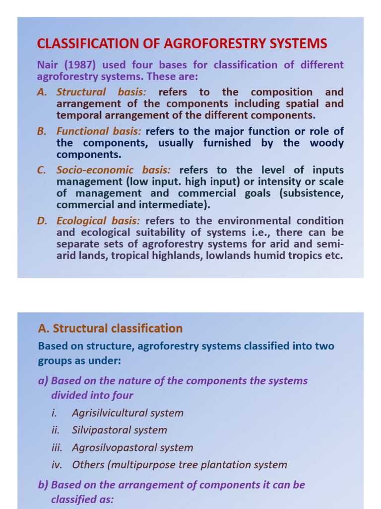Agroforestry Systems Classification Guide | PDF | Hedge | Agriculture