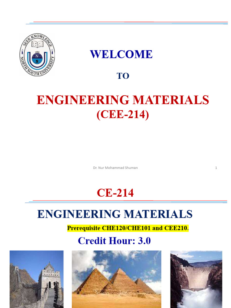 Lec-1 - Course Outline and Introduction To Materials | PDF | Deformation (Engineering) | Young's ...