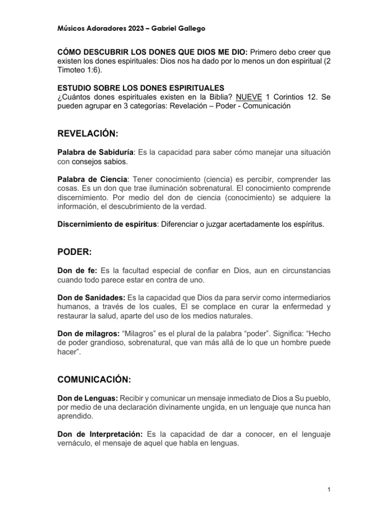 Descubre tus Dones Espirituales 2023 | PDF | Don espiritual | Profecía