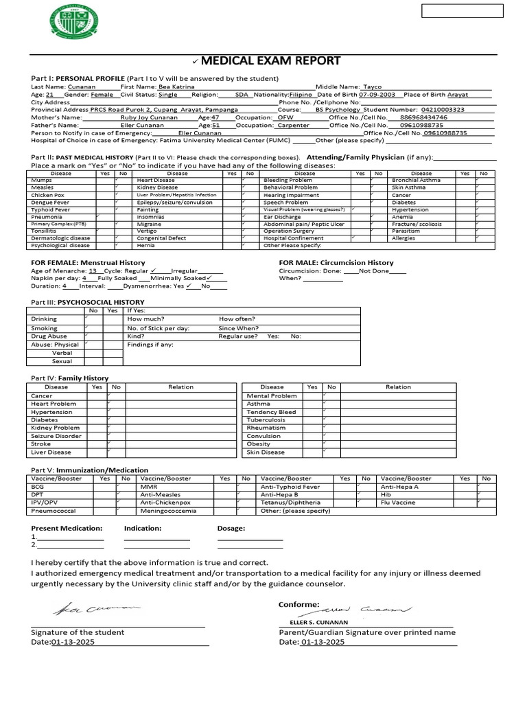 Student Health Profile and History Form | PDF | Vaccines | Hypertension