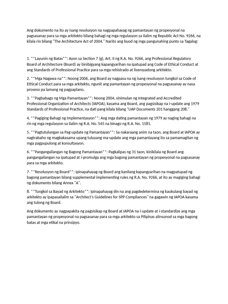 Ang Dokumento Na Ito Ay Isang Resolusyon Na Nagpapahayag NG Pamantayan ...