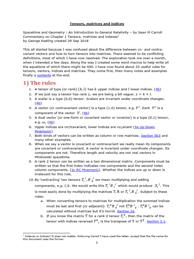 Tensor and Matrix Rules Explained | PDF | Tensor | Euclidean Vector