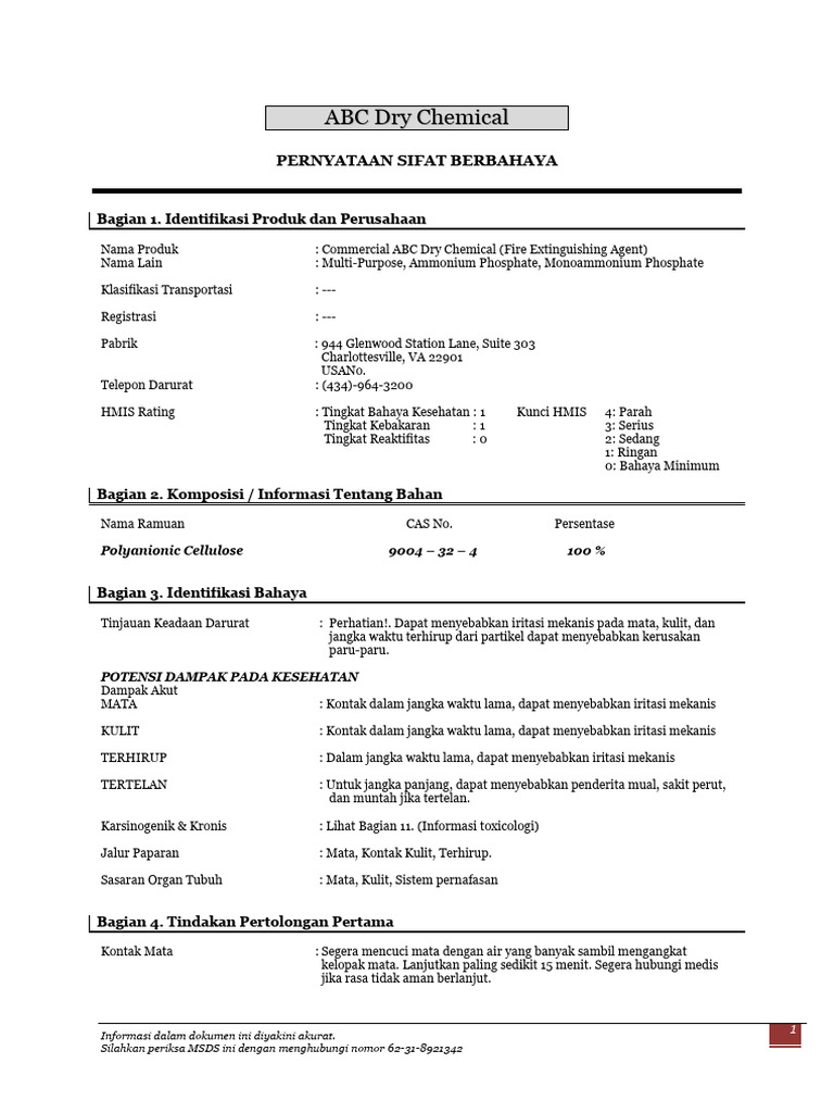 Msds-Dry Chemical Apar | PDF