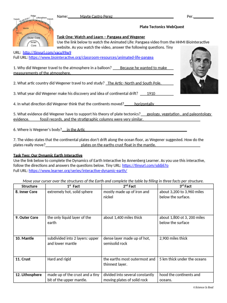 Copy of Plate Tectonics Webquest Part 1 | PDF | Plate Tectonics | Earth