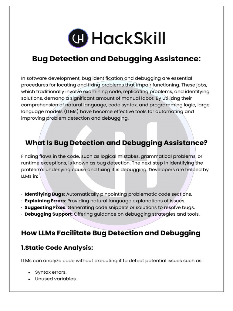 Bug Detection and Debugging Assistance | PDF | Software Bug | Debugging