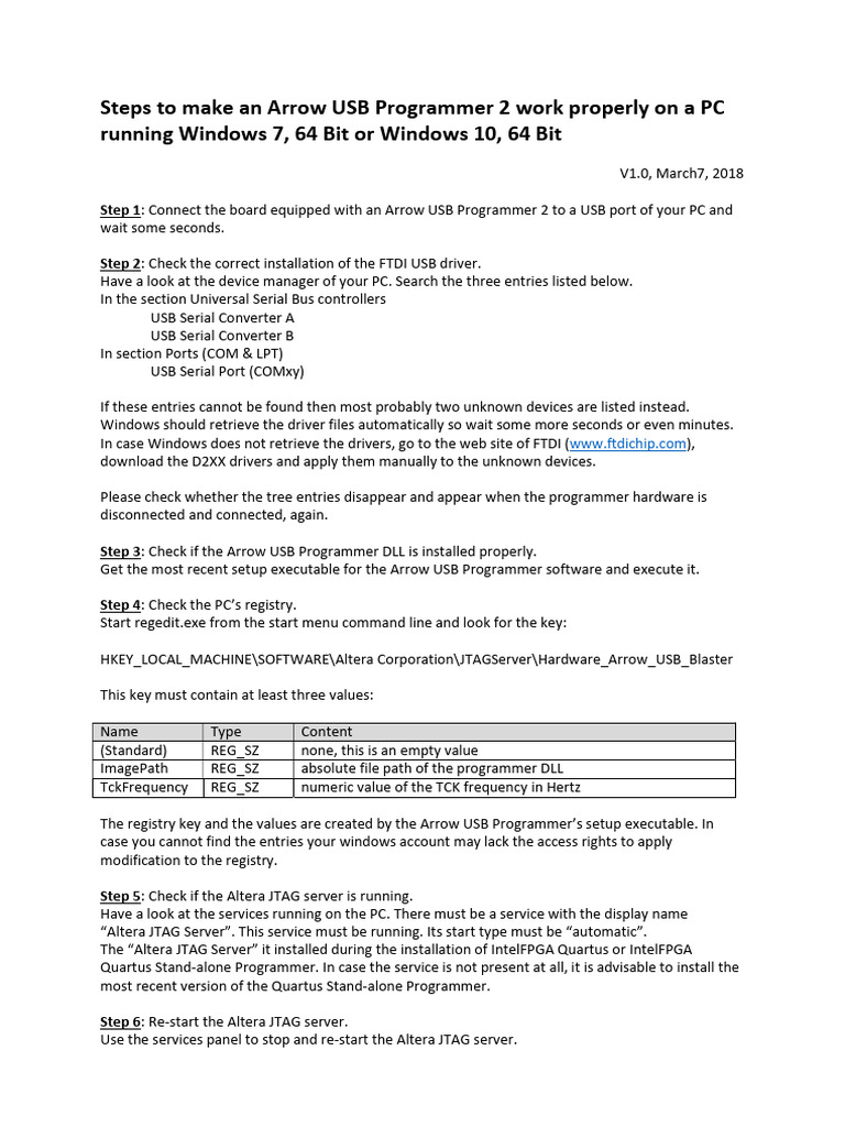 Arrow USB Programmer 2 Setup Guide | PDF | Windows Registry | Usb